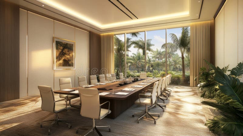 Interior Design of a Modern Conference Room with Large Windows and an ...