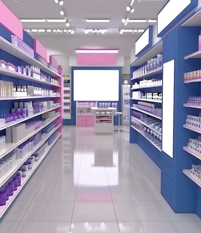 Interior Design of a Modern Cosmetics Store Generated Using AI. Stock Illustration ...