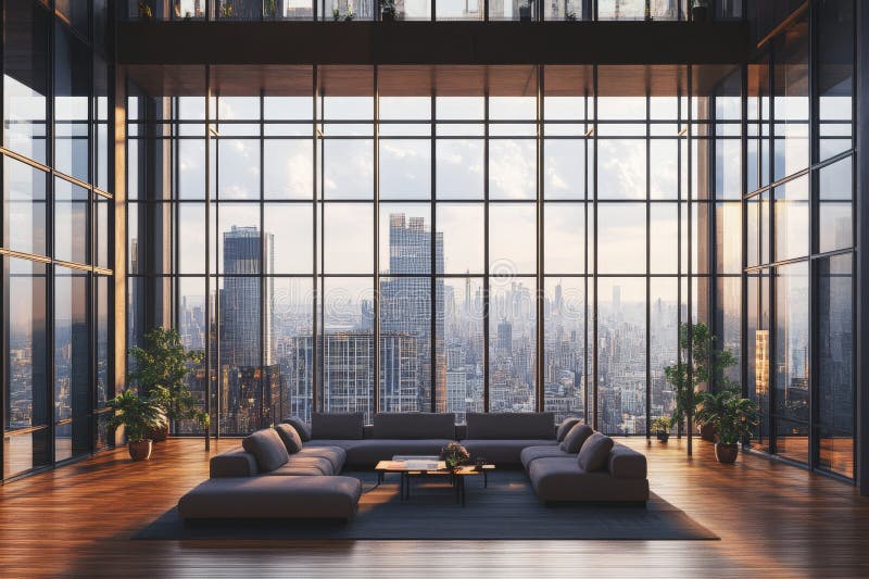 An Interior Design of a Modern Dining Room and Living Room with ...