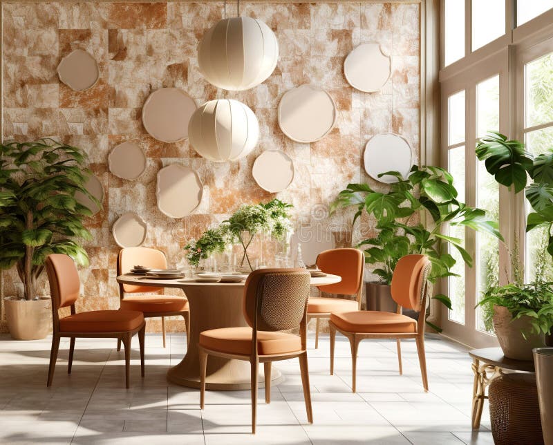 Interior Design of Modern Dining Room with Round Dining Table. Created ...