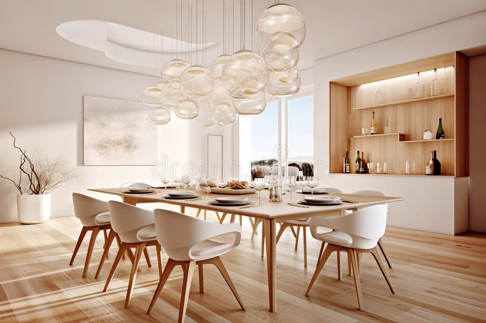 Interior Design of Modern Dining Room with Setted Dining Table and ...