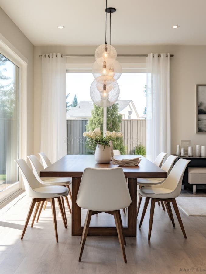 Interior Design of Modern Dining Room with Setted Dining Table and ...