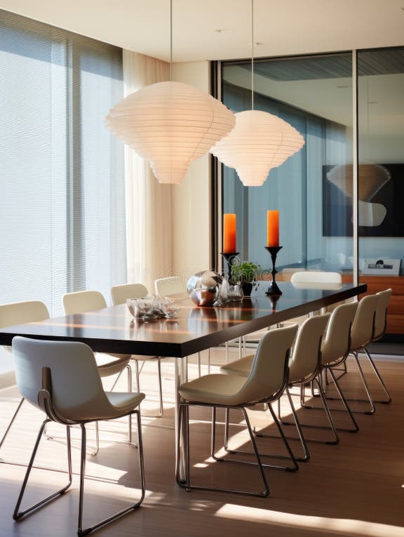 Interior Design of Modern Dining Room with Setted Dining Table and ...