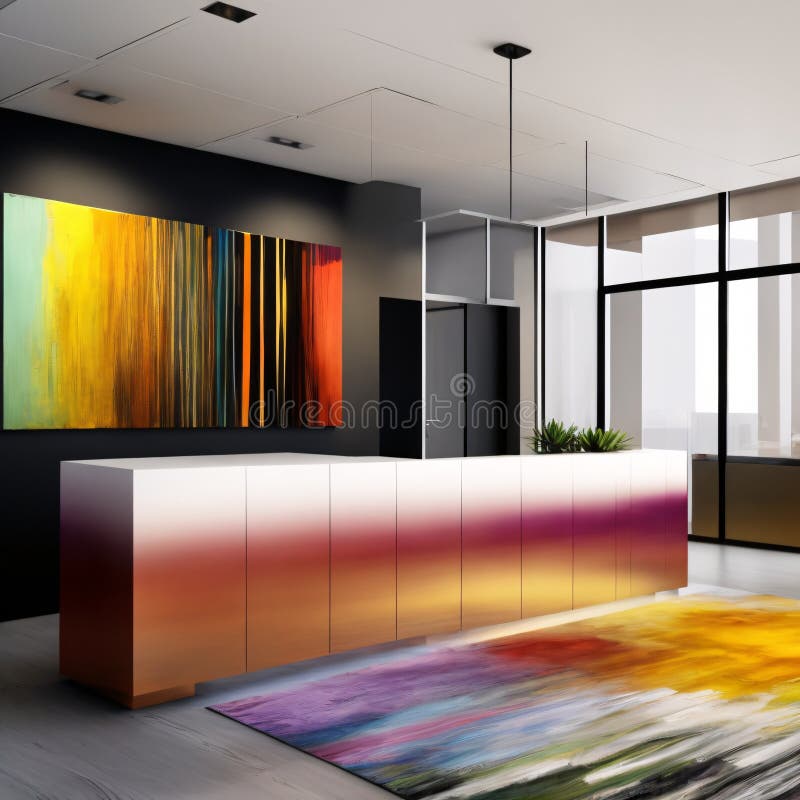 Interior Design of a Modern Elegance Office Building Hall with ...