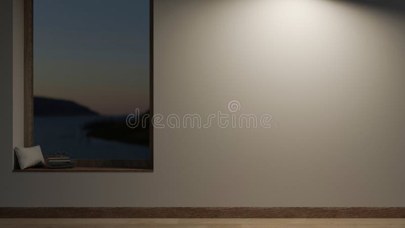 The Interior Design of a Modern Empty Room at Night Features a Pillow ...