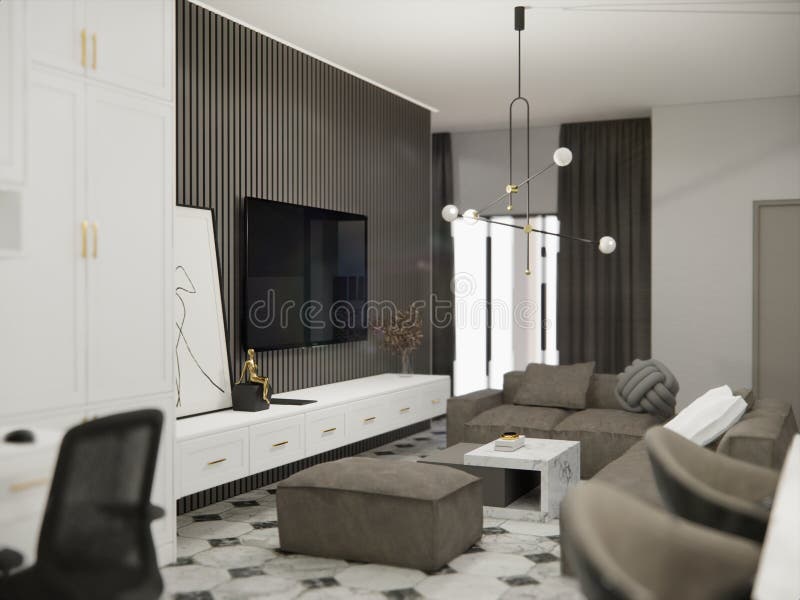 Interior Design Modern English Concept Stock Illustration ...