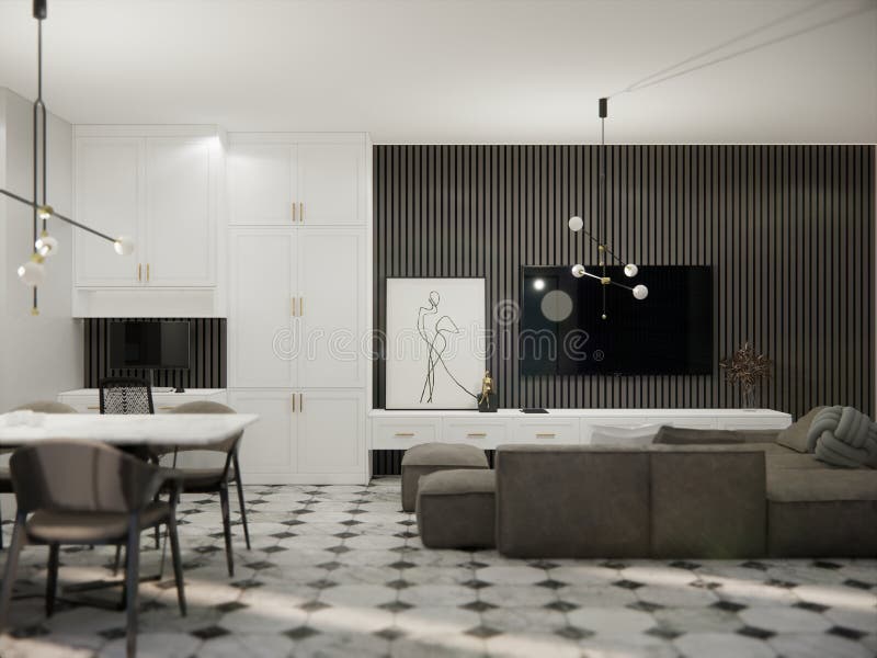 Interior Design Modern English Concept Stock Illustration ...