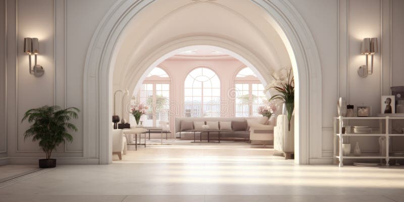 Interior Design of Modern Entrance Hall with Arch Stock Illustration ...