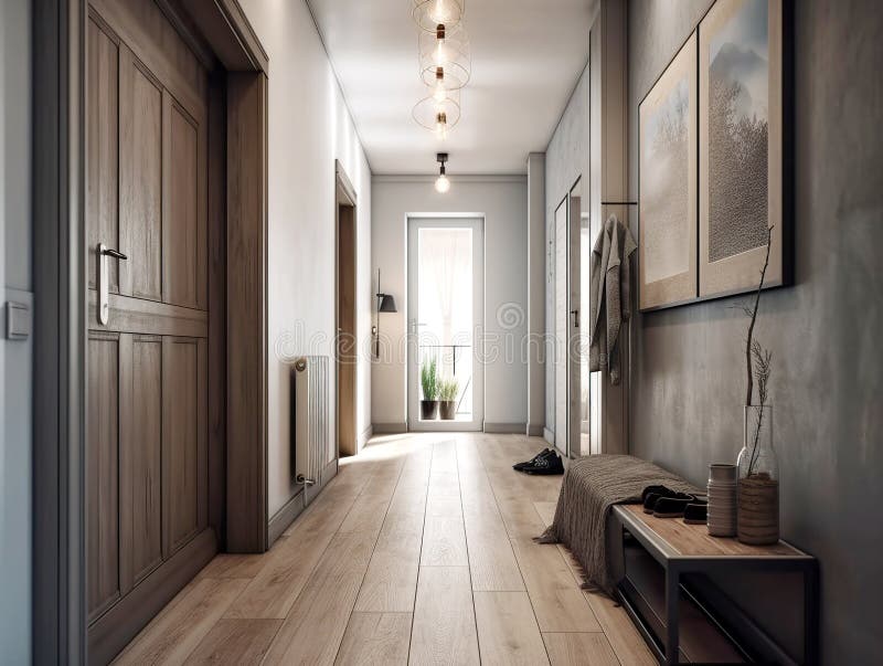 Interior Design of Modern Entrance Hall with Door. Created with ...