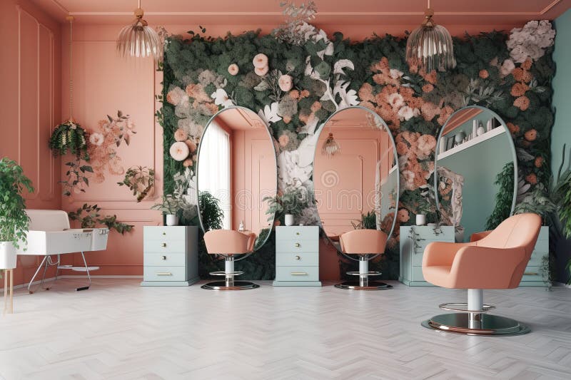 Interior Design of Modern Hairdressing Salon with Mirror. Generative AI ...