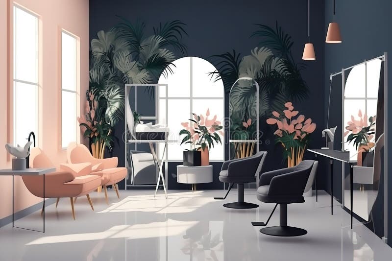 Interior Design of Modern Hairdressing Salon with Mirror. Generative AI ...
