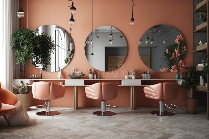 Interior Design of Modern Hairdressing Salon with Mirror. Generative AI ...