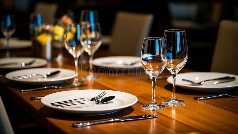 Interior Design. in a Modern High-end Restaurant, on a Table with a ...