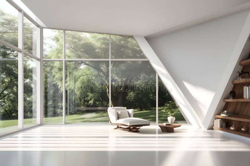 Interior Design, Modern Interior Space with Nature View, Sunlight ...
