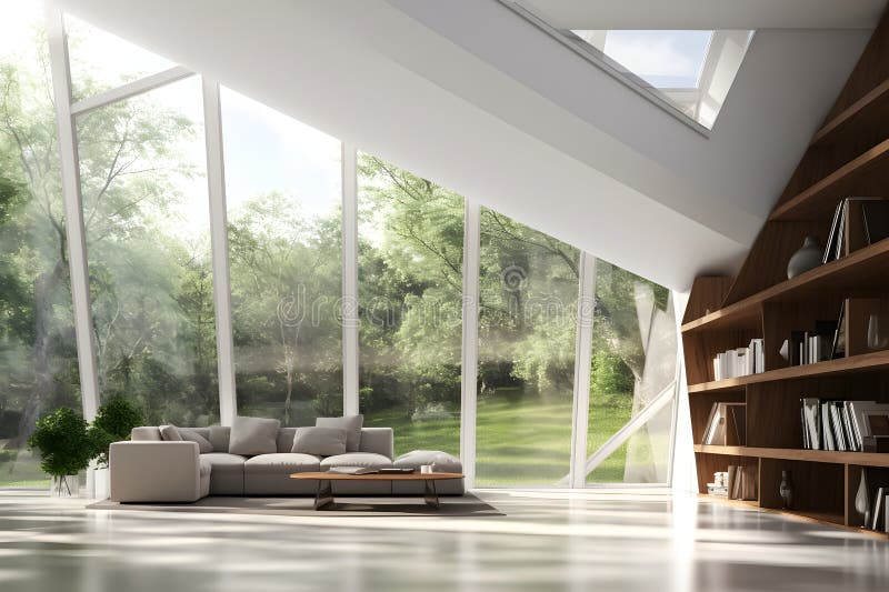 Interior Design, Modern Interior Space with Nature View, Sunlight ...