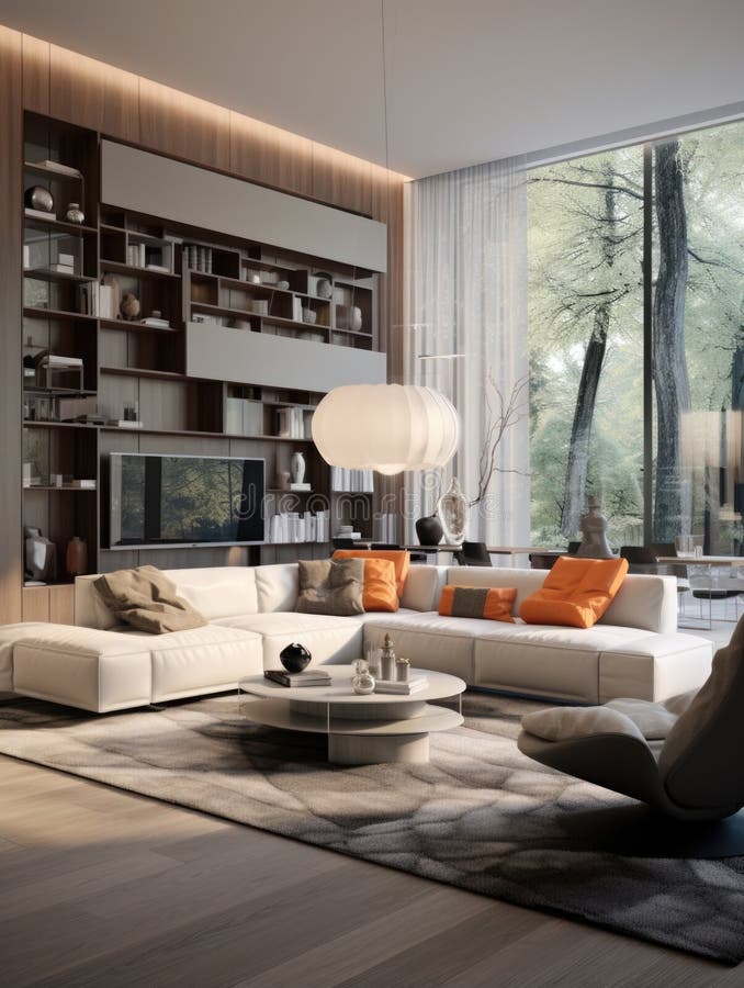 Interior Design of Modern Living Room Stock Illustration - Illustration ...