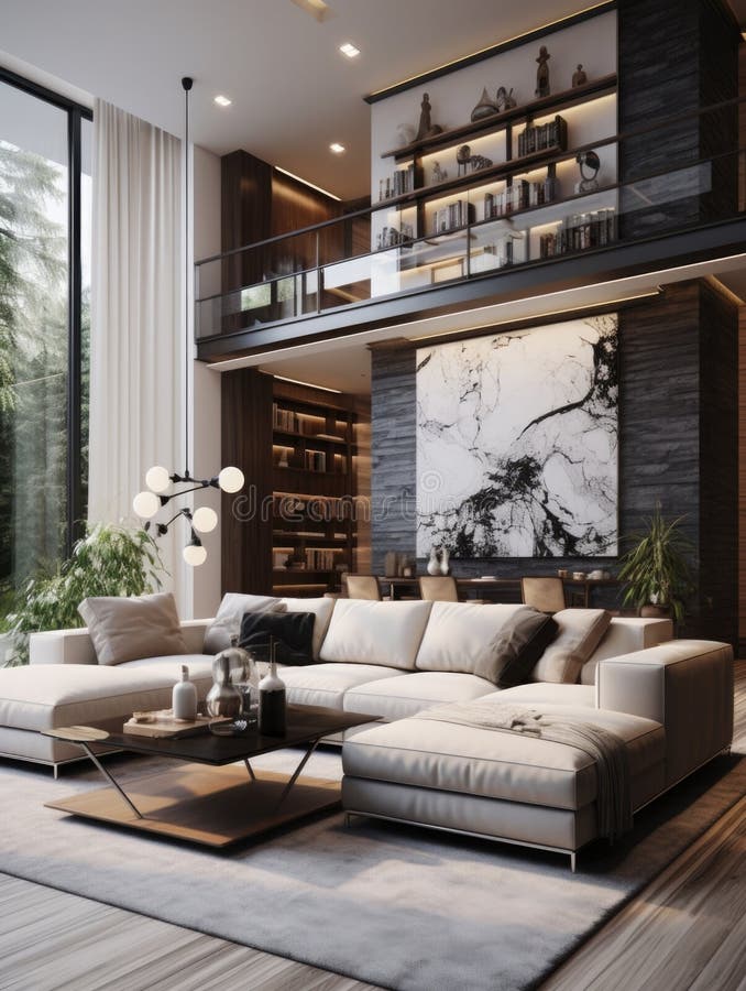 Interior Design of Modern Living Room Stock Illustration - Illustration ...