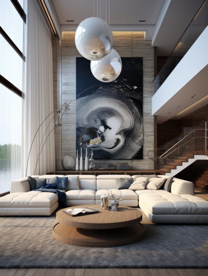 Interior Design of Modern Living Room Stock Illustration - Illustration ...