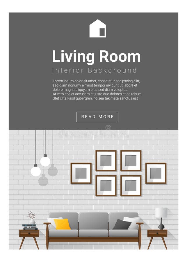 Interior Design Modern Living Room Banner Stock Vector - Illustration ...