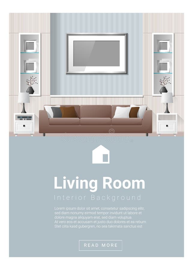 Interior Design Modern Living Room Banner Stock Vector - Illustration ...