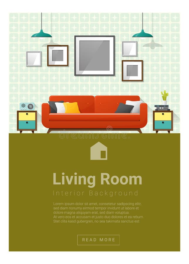 Interior Design Modern Living Room Banner Stock Vector - Illustration ...