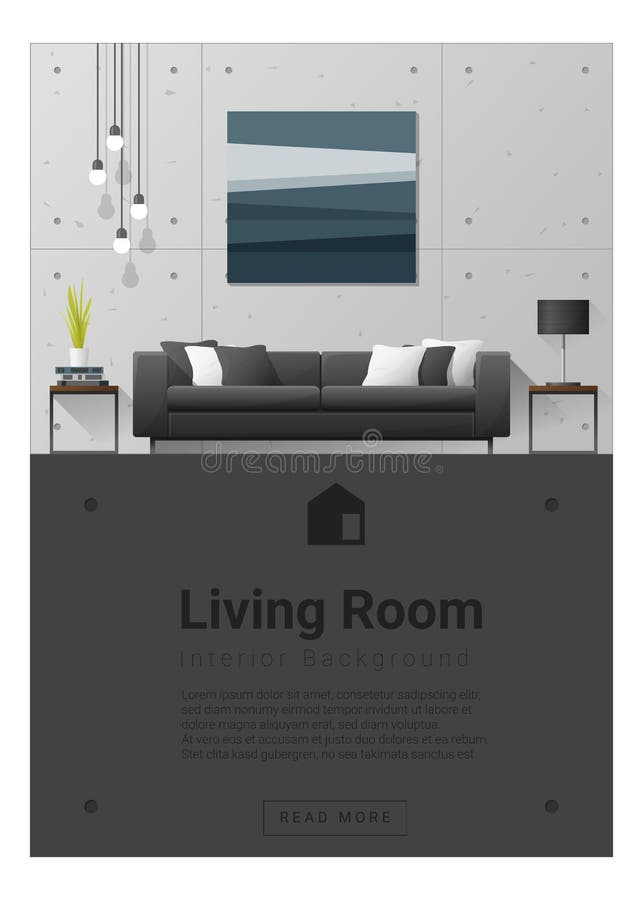 Interior Design Modern Living Room Banner Stock Vector - Illustration ...