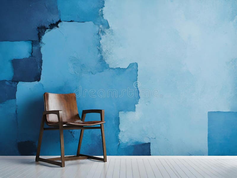 Interior Design for Modern Living Room and Blue Wall Stock Illustration ...