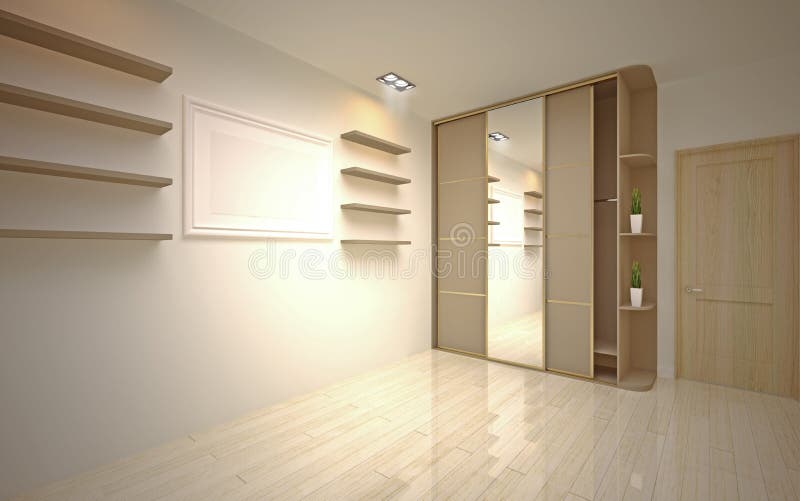 Beautiful Wood Horizontal Wardrobe and Walk in Closet Stock Photo ...