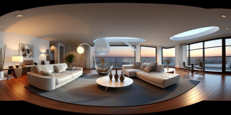 Interior Design of Modern Living Room Panorama Stock Illustration ...