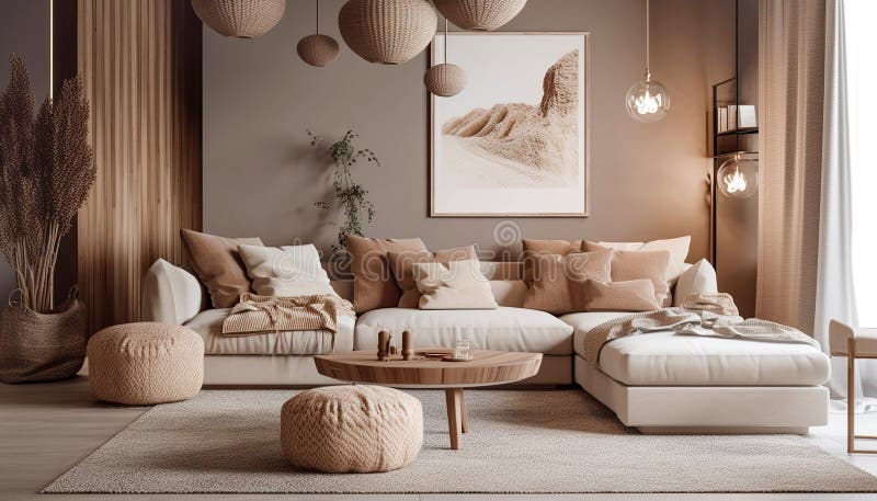 Interior Design of Modern Living Room with White Sofa. Created with ...