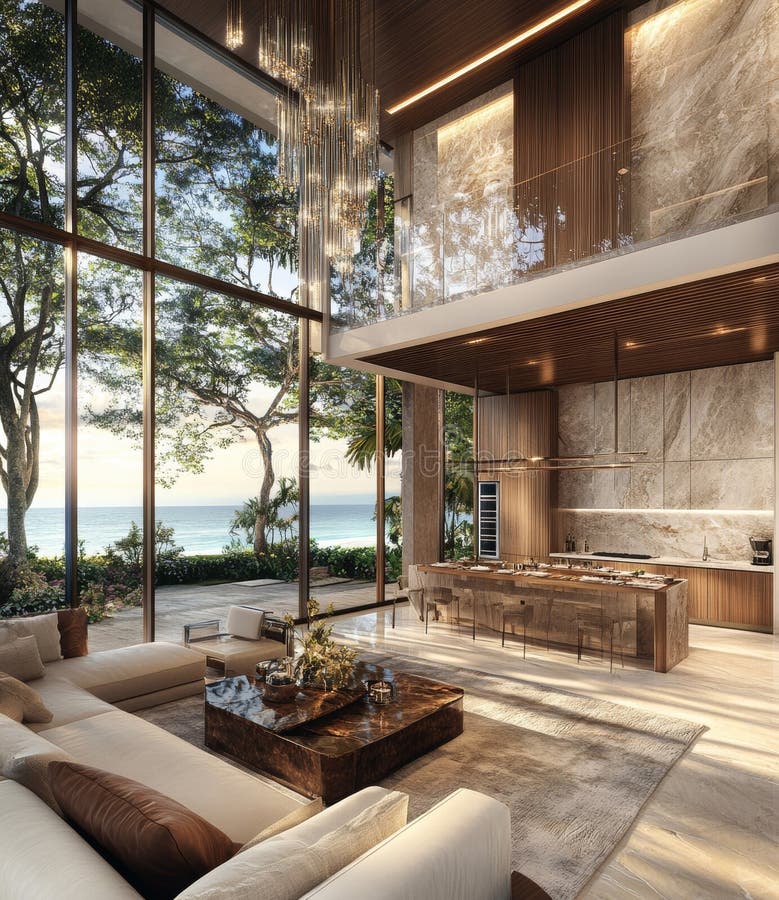 Interior Design of a Modern Luxury Beach House Featuring an Open Floor ...