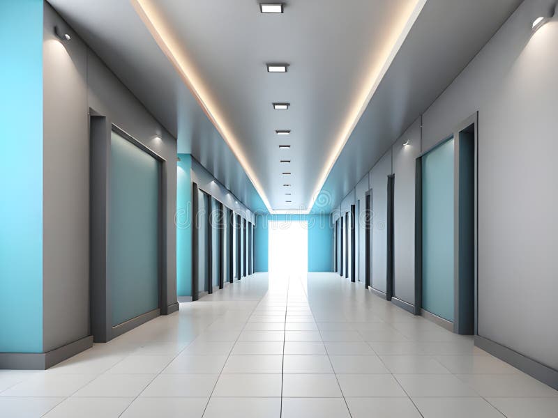 Interior Design of Modern Office Corridor Stock Illustration ...
