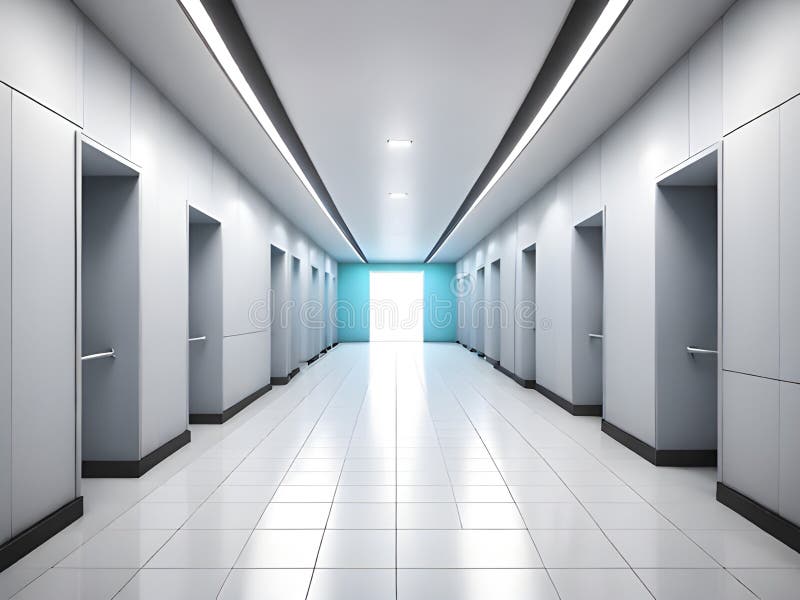 Interior Design of Modern Office Corridor Stock Illustration ...