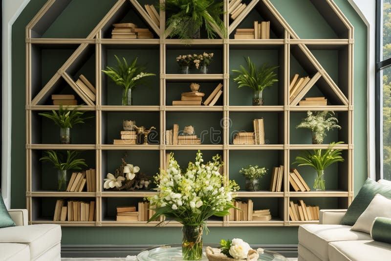 Interior Design, Modern Spring Interior with Built-in Bookcase ...