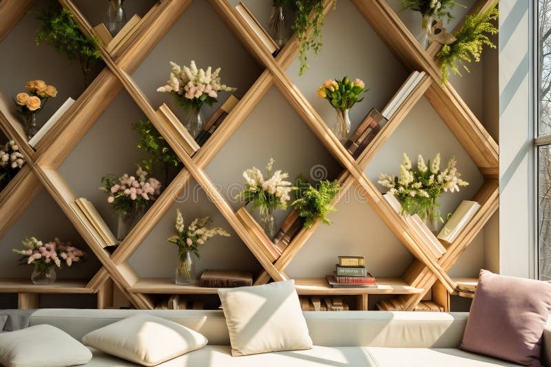 Interior Design, Modern Spring Interior with Built-in Bookcase ...