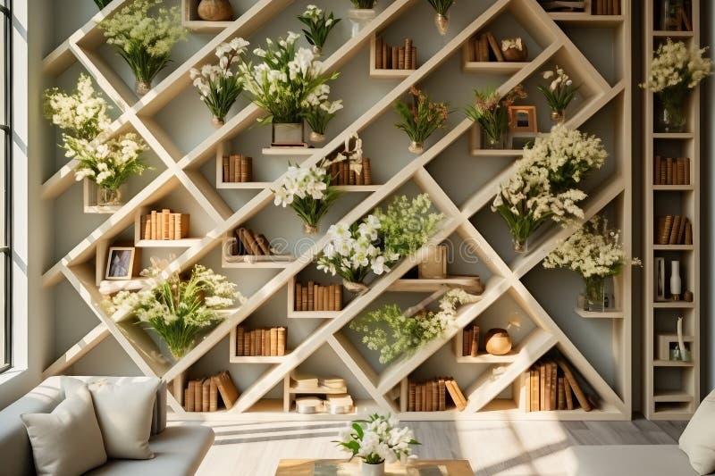 Interior Design, Modern Spring Interior with Built-in Bookcase ...