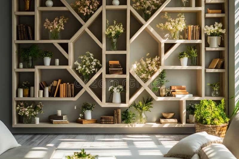 Interior Design, Modern Spring Interior with Built-in Bookcase ...