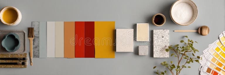 Interior Mood Board Featuring Paint Swatches and Design Samples with a ...