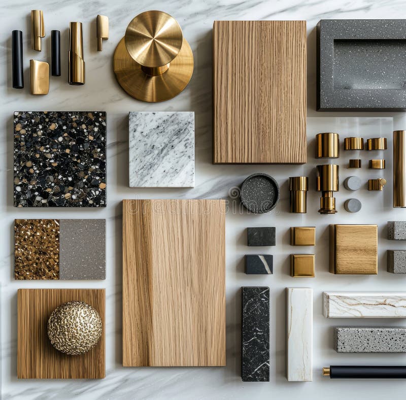 Interior Design Moodboard Showcasing Natural Stone Textures and ...