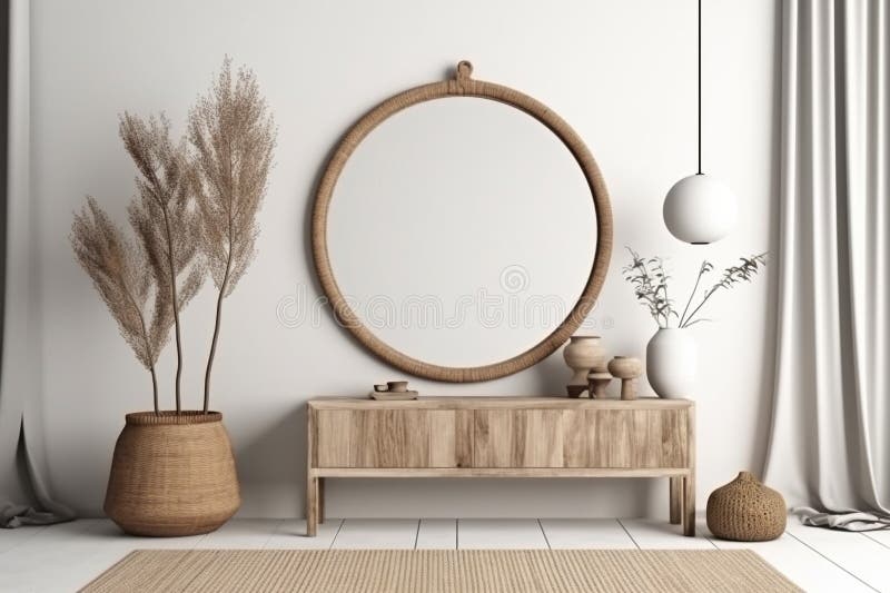 Interior Design Nomadic Boho Style with an Empty Frame Mockup ...