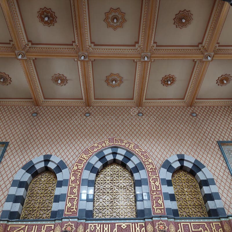 Interior Design and Ornaments on the Mosque Stock Image - Image of ...