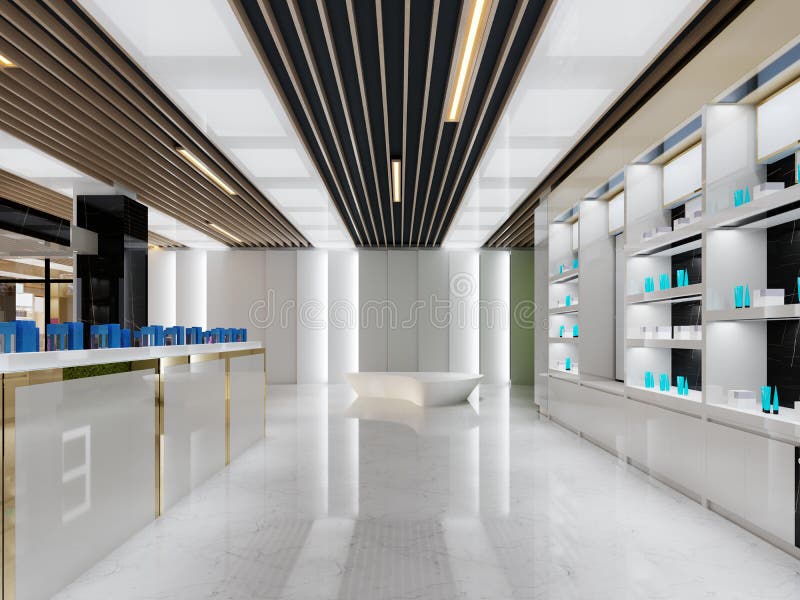 Interior Design of a Perfumery and Cosmetics Store in White and Black ...
