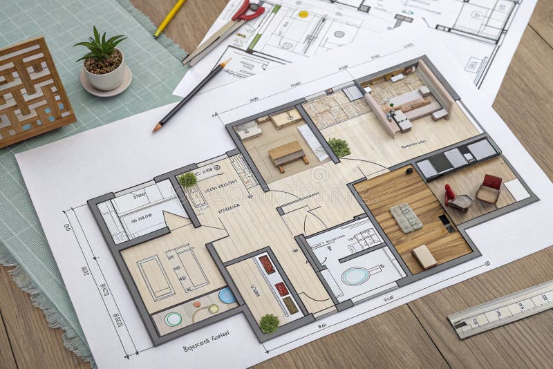 Interior Design Planning of Apartment or Studio Floor Plan Stock ...