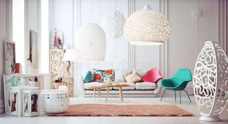 Interior Design of Pop Art Style Living Room. Created with Generative ...