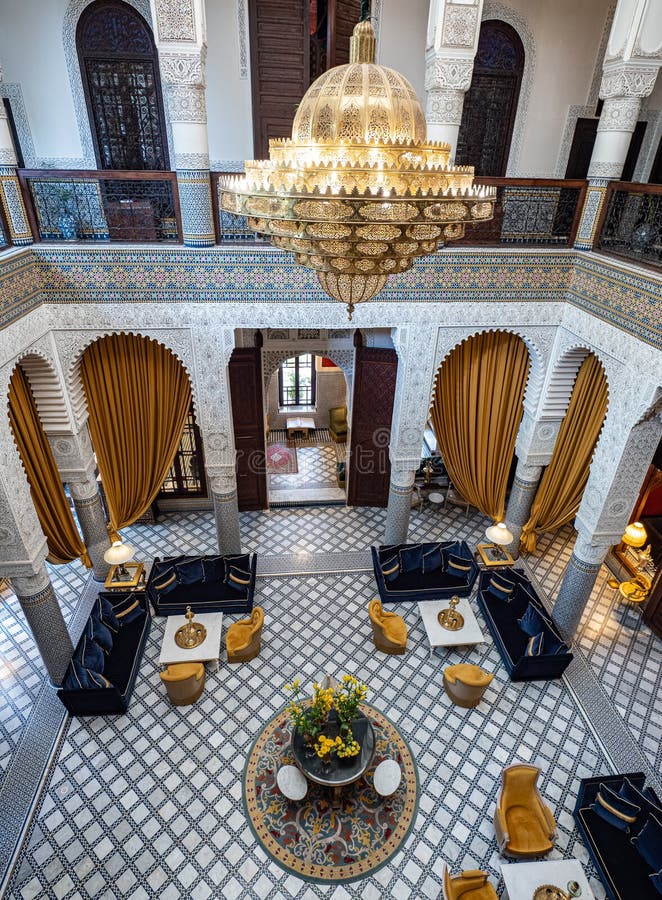 Interior Design of a Riad (Luxury Hotel) in Fes Stock Photo - Image of ...
