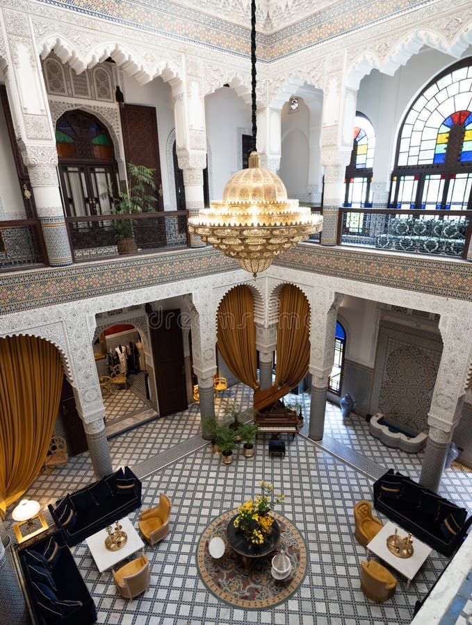 Interior Design of a Riad (Luxury Hotel) in Fes Stock Image - Image of ...