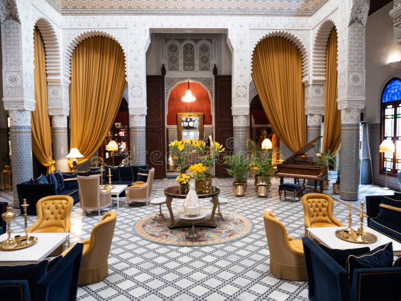 Interior Design of a Riad (Luxury Hotel) in Fes Stock Photo - Image of ...