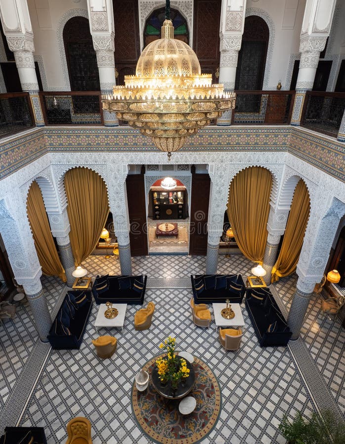 Interior Design of a Riad (Luxury Hotel) in Fes Stock Photo - Image of ...