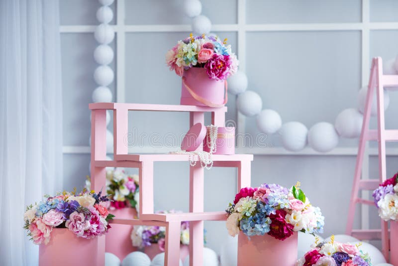 Interior Design of Room Decorated with Beautiful Flowers Stock Image ...