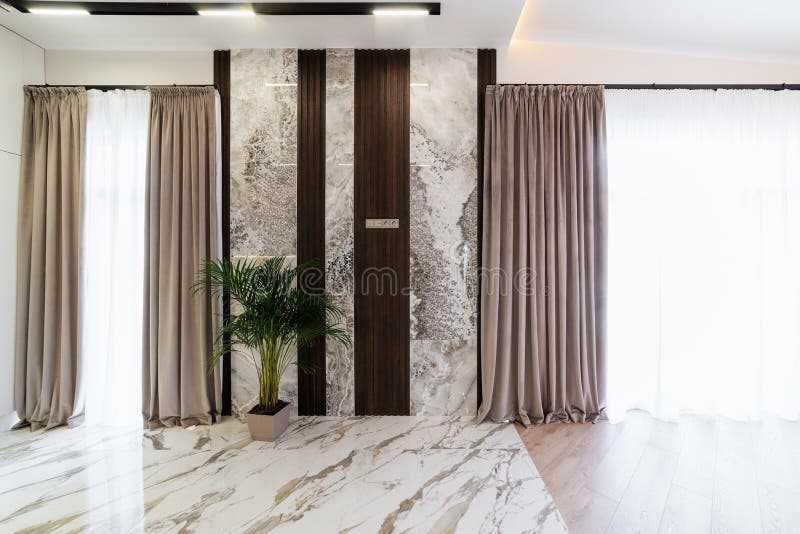 Interior Design of a Room in a New House with Large Windows and Tiles ...